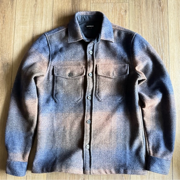 Express | Jackets & Coats | Express Mens Blue And Brown Jacket | Poshmark
